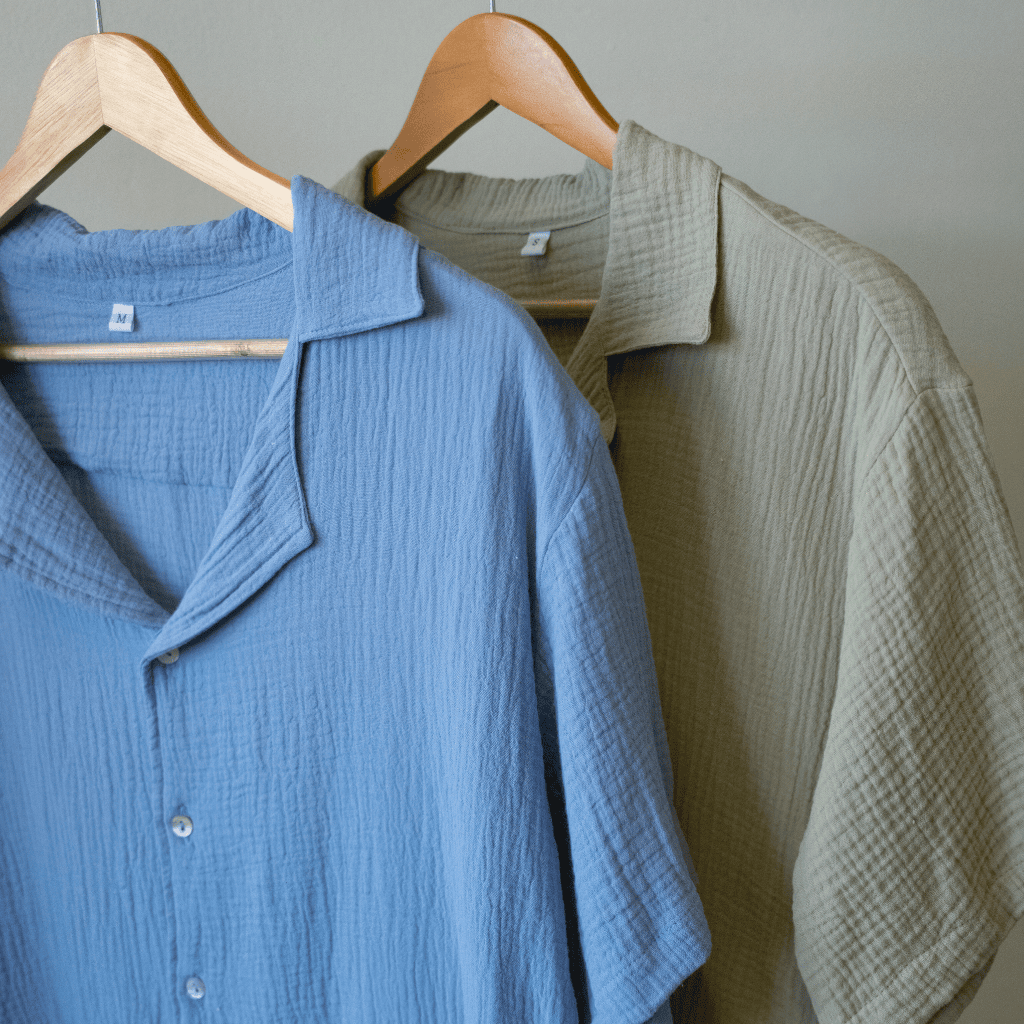 Mens Muslin shirts Mahina Local 100% Cotton Olive and Blue summer shirts